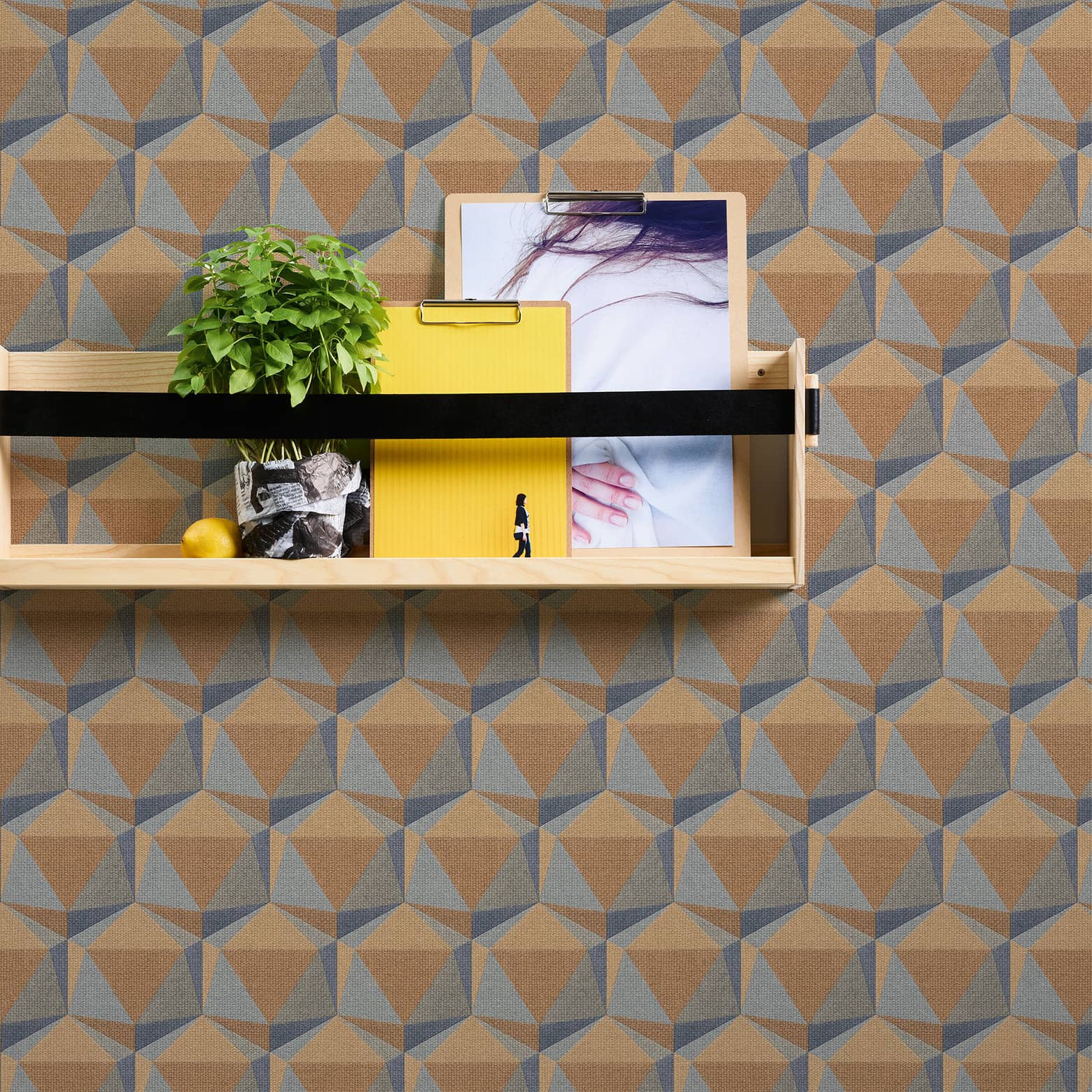 3D behang french design geel blauw - woonkamer vliesbehang | wall-art.nl