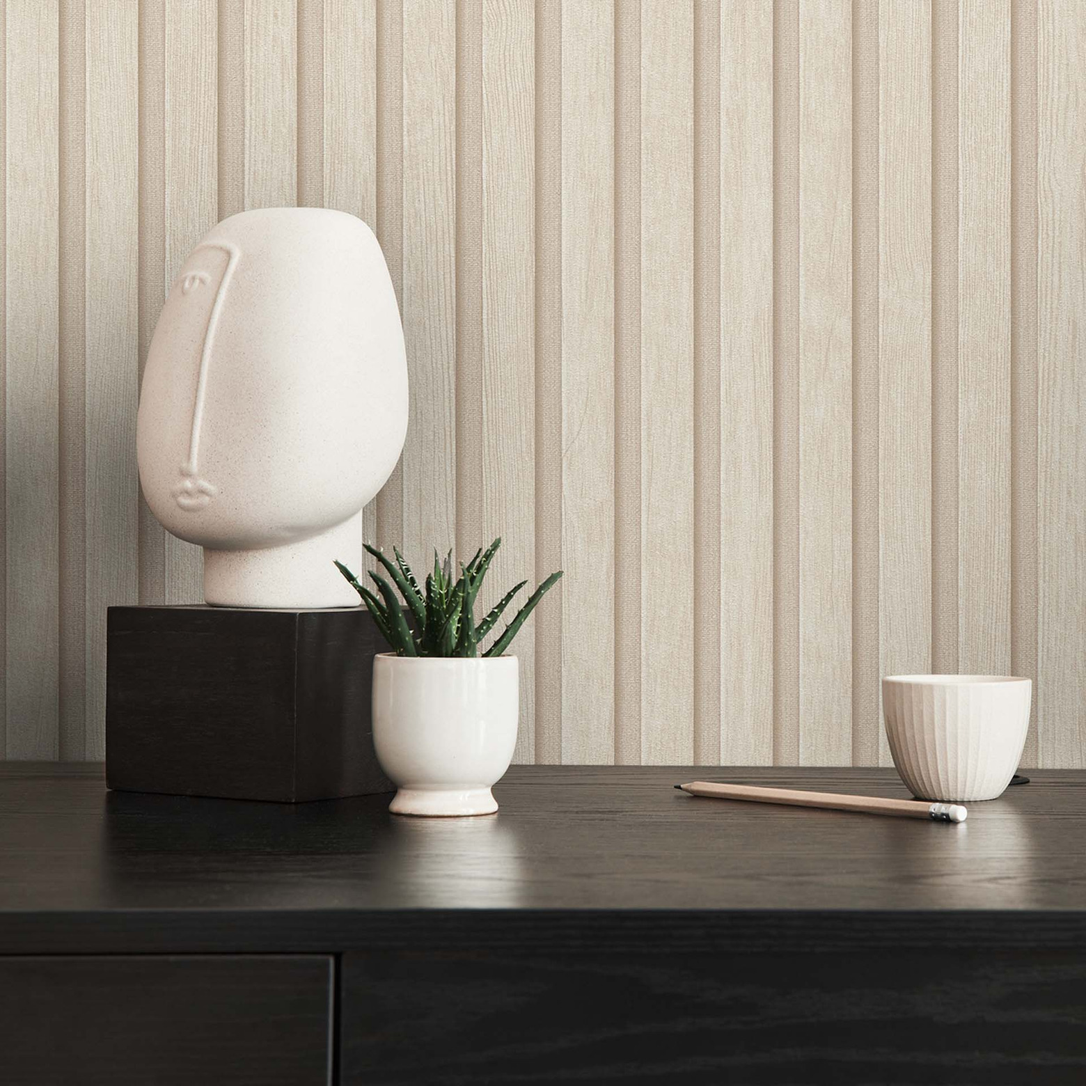 Lamellenlook Behang, Houten Panelen Look Vliesbehang van A.S. Création ...