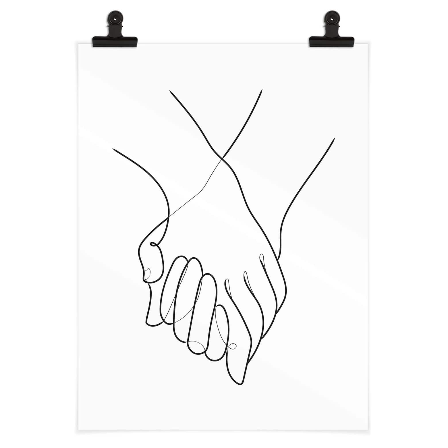Poster 1X Studio - Line Art Hand in Hand | wall-art.de