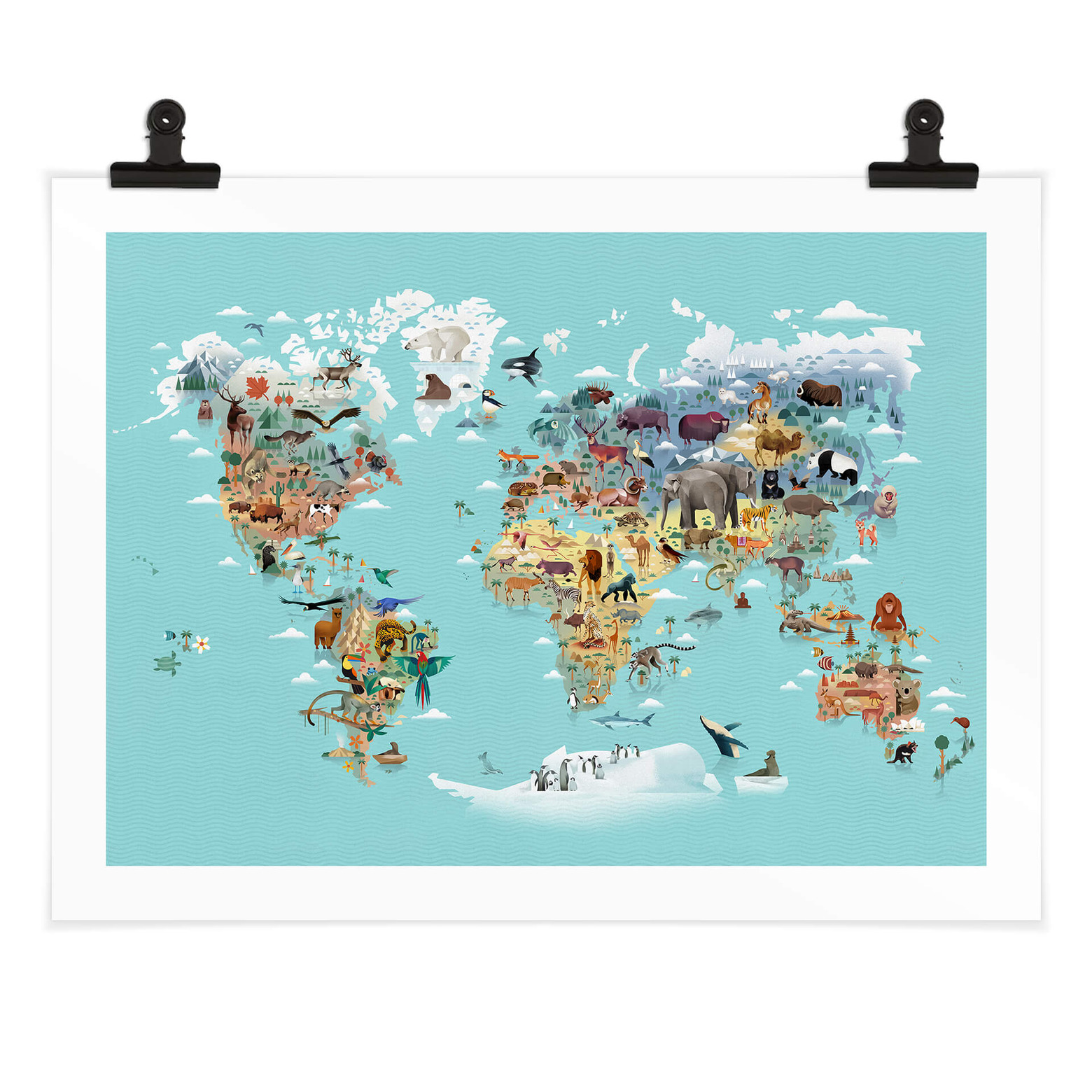 Poster Braun - World Map | wall-art.com