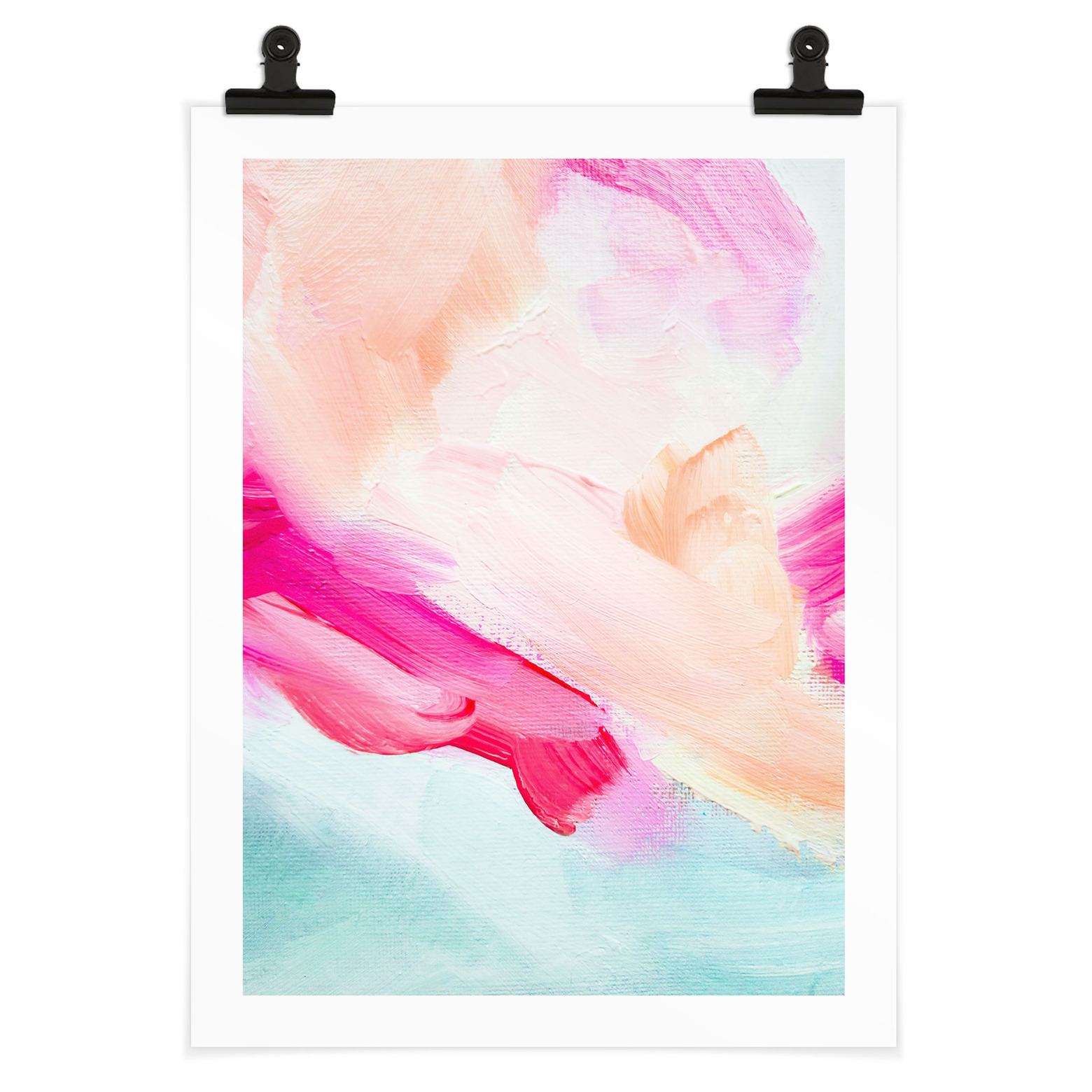 Plakat Penselstrøg i pink og turkis - Haniff | wall-art.dk