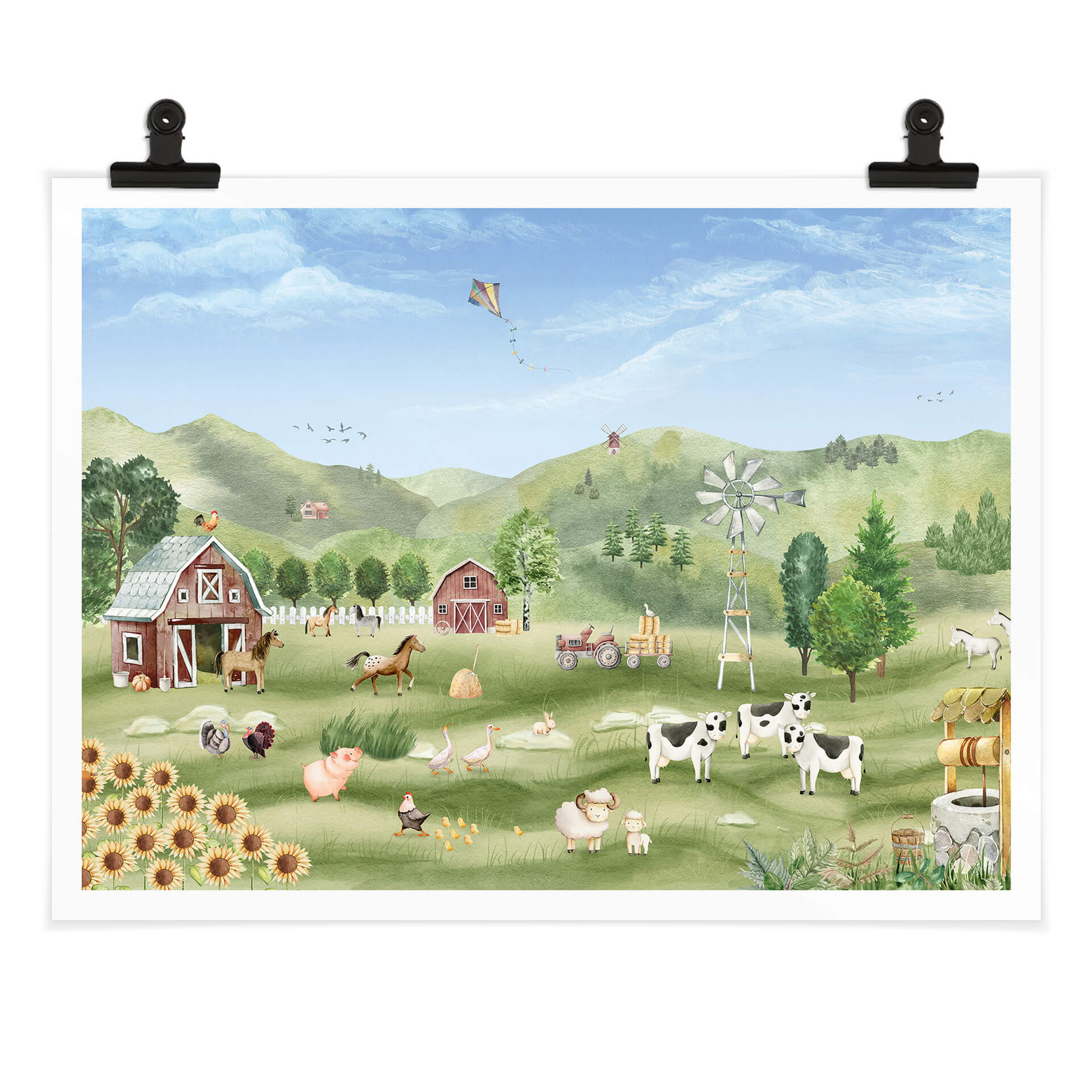 Poster Oliver Robins - Fattoria colorata con animali | wall-art.it