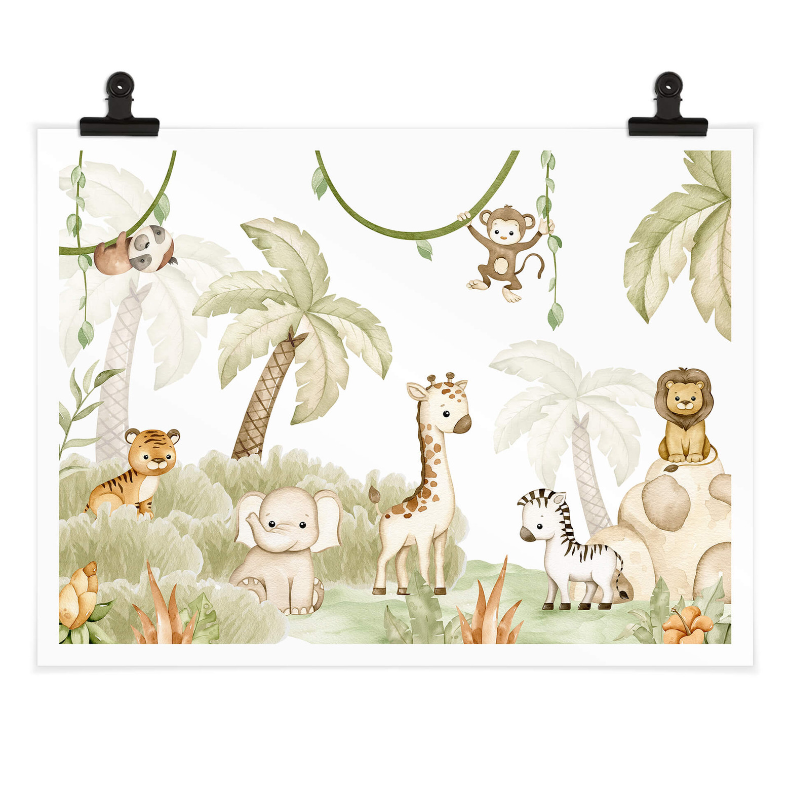 Poster Oliver Robins - Animals and Palm Trees | wall-art.nl