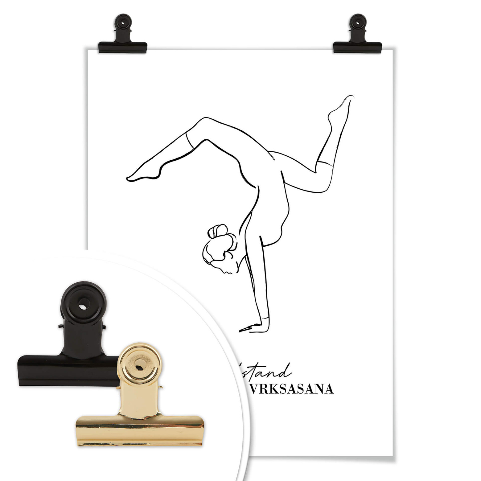 Poster Yoga - Handstand - Line Art | wall-art.de