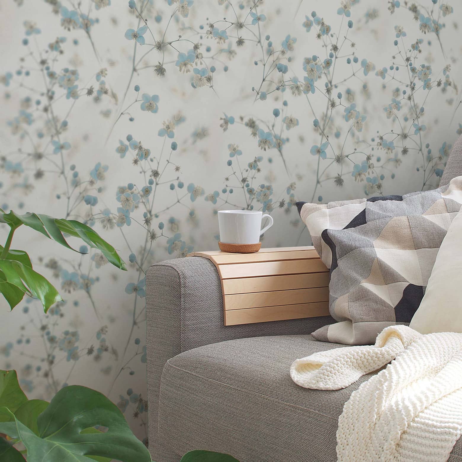 A.S. Création Blumentapete PintWalls Vliestapete Blau, Weiß, Grau | wall-art.de