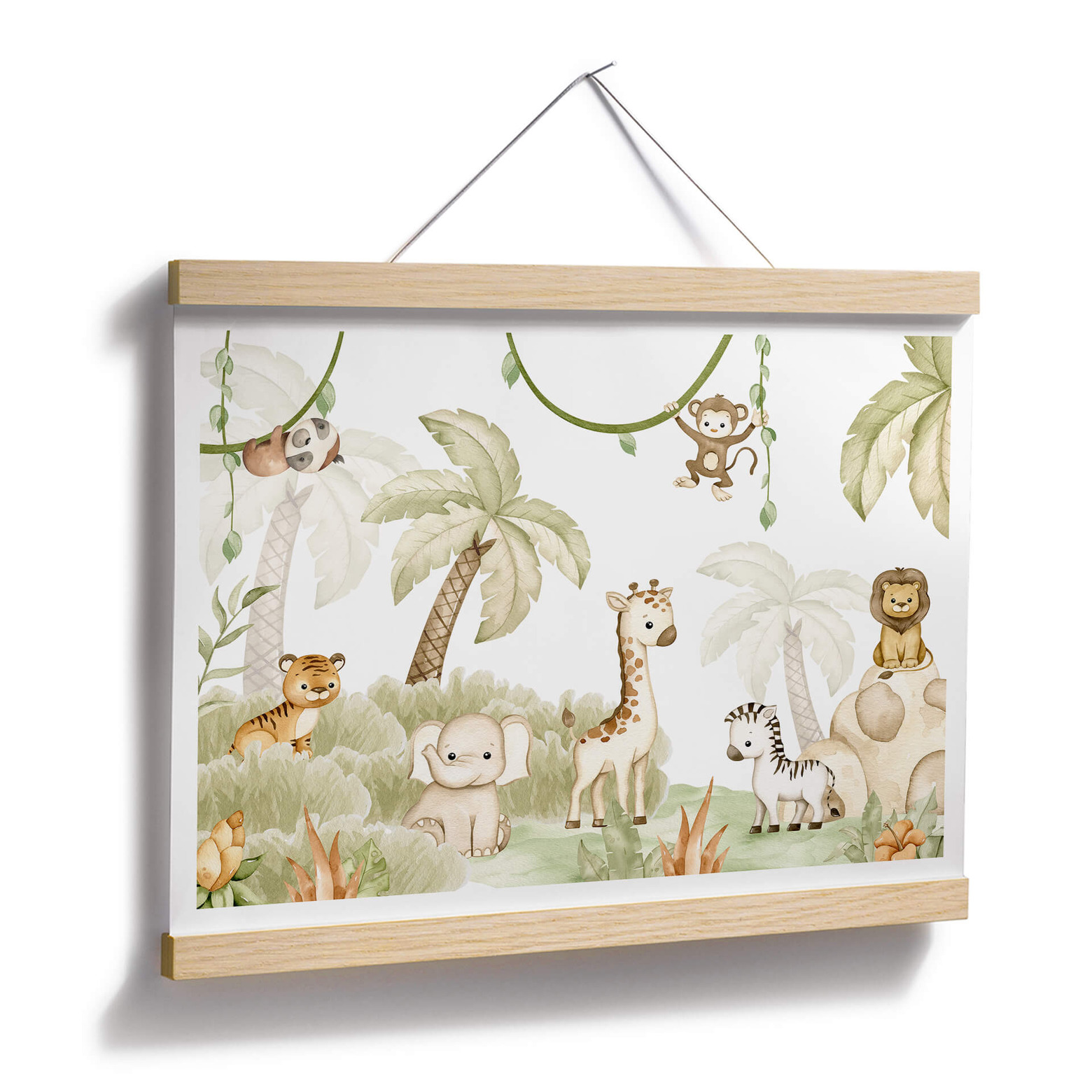 Kinderposter Oliver Robins - Niedliche Tiere unter Palmen | wall-art.de