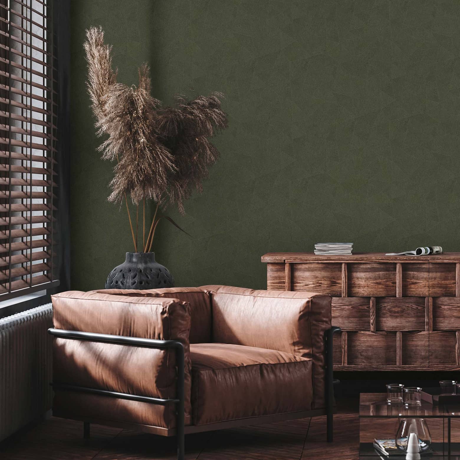 vliesbehang groen modern grafisch design behang donkergroen behang ...