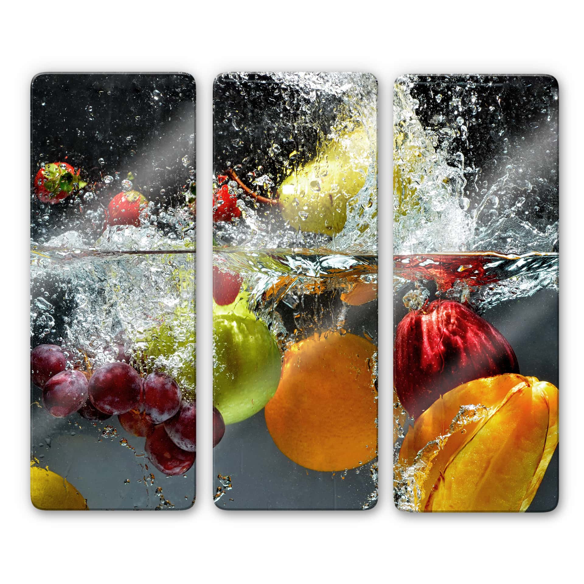 Glasbild Erfrischendes Obst (3-teilig) | wall-art.de