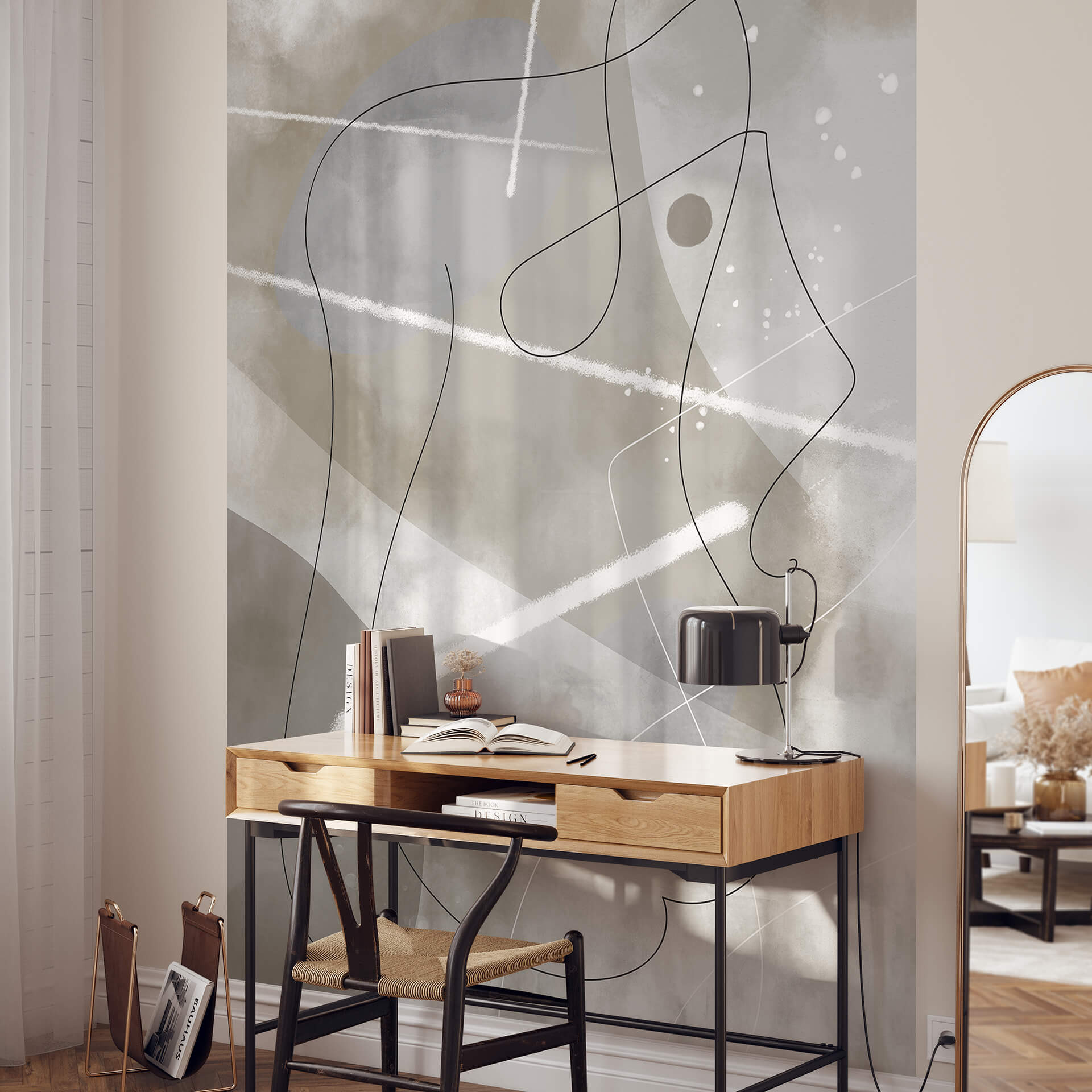 Fototapete 1X Studio - Line Art Silhouette einer Frau - Abstrakt und grafisch | wall-art.de