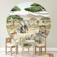 Holzbild Kikki Belle - Die Savanne - Rund | wall-art.de